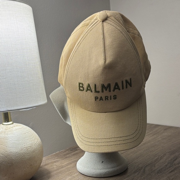 Balmain | Accessories | Embroidered Balmain Beige Logo Cap Lightweight ...